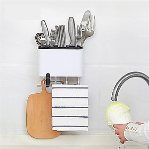 ceramic Utensil Caddy Non Perforated Wall Mounted Drainage Shelf Pen Holder chopstick holder