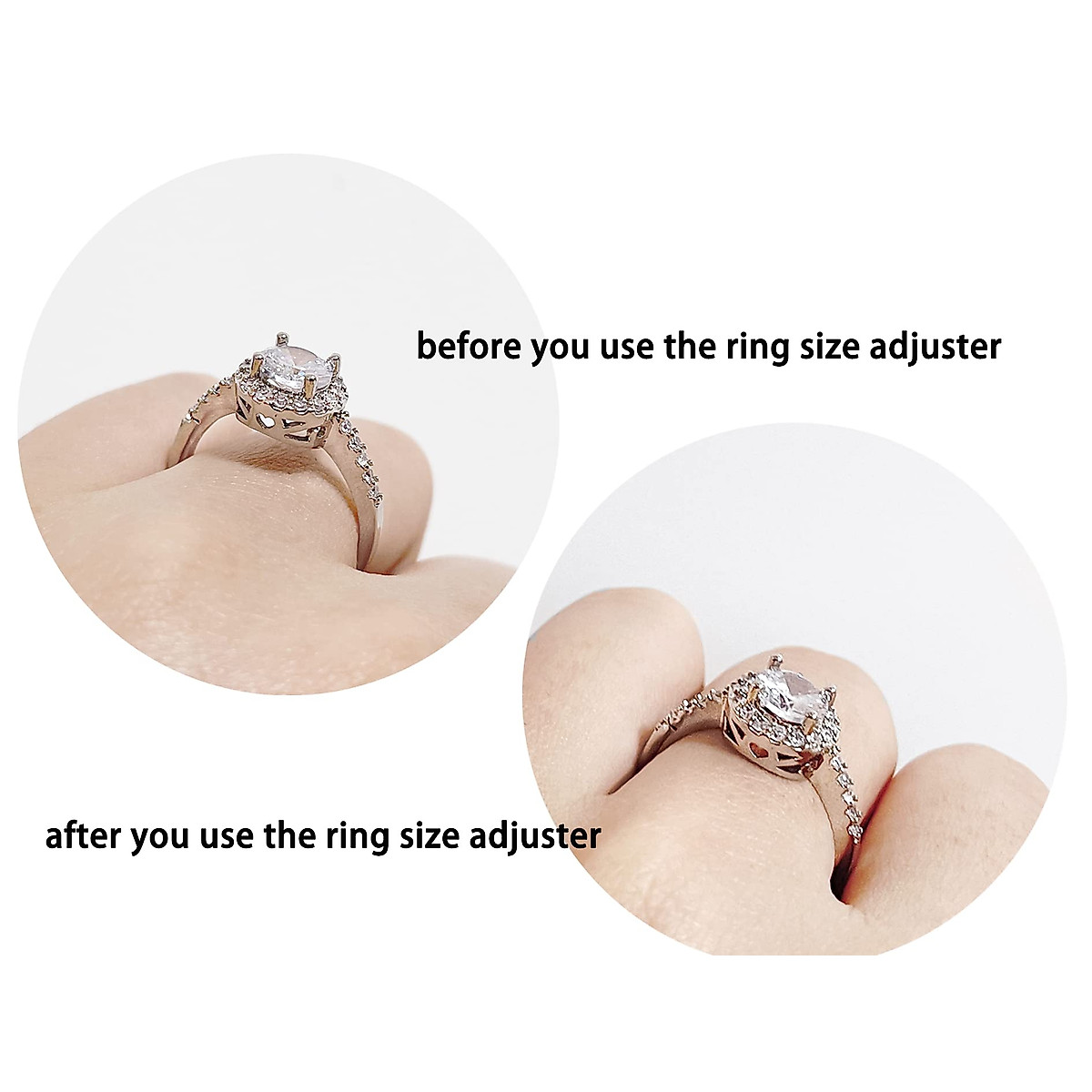 Invisible Ring Size Adjuster 2 Sizes of 12 Packs, Silicone Ring Size Adjuster for Loose Rings,for Men and Women,Spiral Silicone Tightener Fits Most Round Rings(6+6)