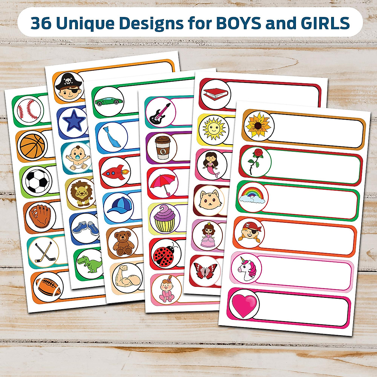 108-PACK Baby Bottle Labels, Daycare Labels. Name Labels / Clothing Labels for Daycare, School, Sports, Kids Gear. Waterproof, Self Laminating, & Heat Resistant!