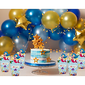 Sumerk 12Pcs Mermaid Popcorn Boxes Candy Snacks Containers for Movie Night, Carnival, Theater Paper Popcorn Bags for Children's Baby Girls Birthday Party Decorations