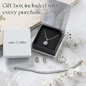 Cate & Chloe Sienna Soar 18k White Gold Infinity Drop Dangle Earrings, Twilight Sparkling CZ Halo Diamond Earring Box Set for Women, Wedding Anniversary Fashion Statement Jewelry for Girls