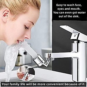 Faucet Extender for Kitchen Sink,720 Degree Swivel Sink Faucet Aerator for Kitchen and Bathroom Water Saving Faucet Sprayer Attachment Moveable Kitchen Tap Head (Two Water Modes) (‎HUICHEN-0002)