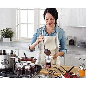 Canning Supplies Starter Kit, Stainless Steel Canning Set Tools: Rack, Ladle, Measuring Spoons, Funnel, Tongs, Jar Lifter, Lid Lifter & Accessories for Canner/Pot, Beginner, Home Canning Kit - Black