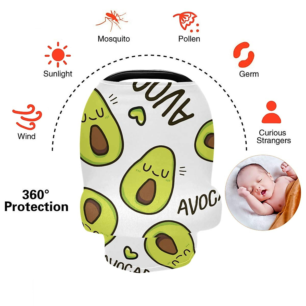 Nursing Cover Breastfeeding Scarf Avocado- Baby Car Seat Covers, Stroller Cover, Carseat Canopy (k9)