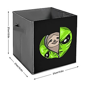 Sloth Into Alien PU Leather Collapsible Storage Bins Canvas Cube Organizer Basket with Handles