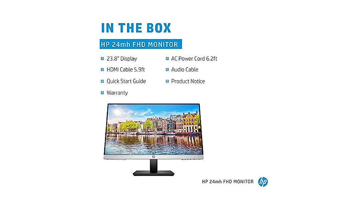HP 24mh FHD Monitor: 23.8" IPS, Built-in Speakers, Ergonomic