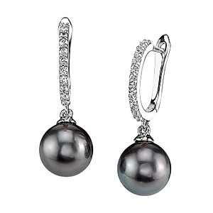 THE PEARL SOURCE 8-9mm Genuine Black Tahitian South Sea Cultured Pearl Zara Earrings for Women