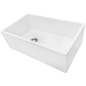 Ruvati 30-inch Fireclay Farmhouse Offset Drain Kitchen Sink Single Bowl White - Left Drain - RVL2018WL