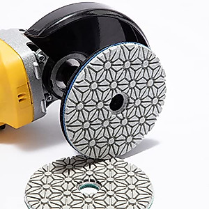 KEEYWOLT 4" Diamond Polishing Pads 3 Step High Efficiency Abrasive Disc for Granite Marble Concrete Flexible Grinding Rubber Backing Pad Included