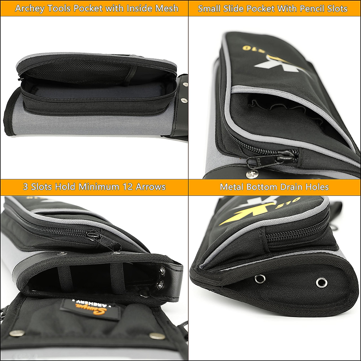 SUNYA Arrow Quiver, Hip Quiver for Compound Bow and Recurve Bow. Bow Quiver for Arrows. Field Archery Quiver - 3 Arrow Holder Slot