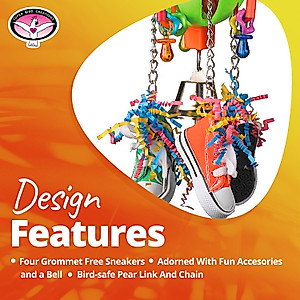 Super Bird Creations SB1105 Kick Ball Bird Toy, Medium/Large Bird Size, 12" x 4"