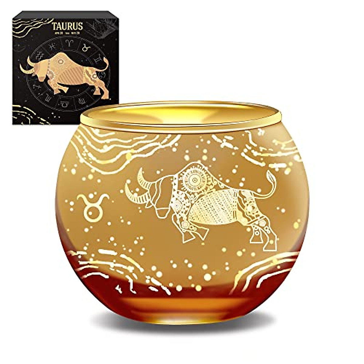 AOVILA Taurus Gifts for Women Gold Votive Candle Holder Tea Light Candle Holder with Tea Light Candle Gift Set for Zodiac Astrology Birthday Gifts Women Mother Home Decor Table Centerpiece