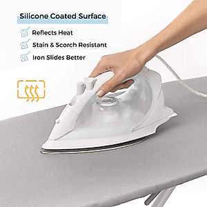 SAVUK Ironing Board Cover and Pad Standard Size Silicone Coated 4 Layers 15x54 inch Extra Heavy Duty Thick Padding, Heat Reflective, Non Stick Scorch and Stain Resistant