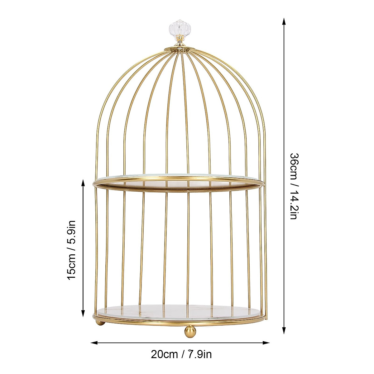 flexman Bathroom Organizer Countertop, Double Layer Bird Cage Organizer Display Rack, Countertop Storage Shelf for Bathroom Countertop Dressing Table (White Base Gold Pattern)