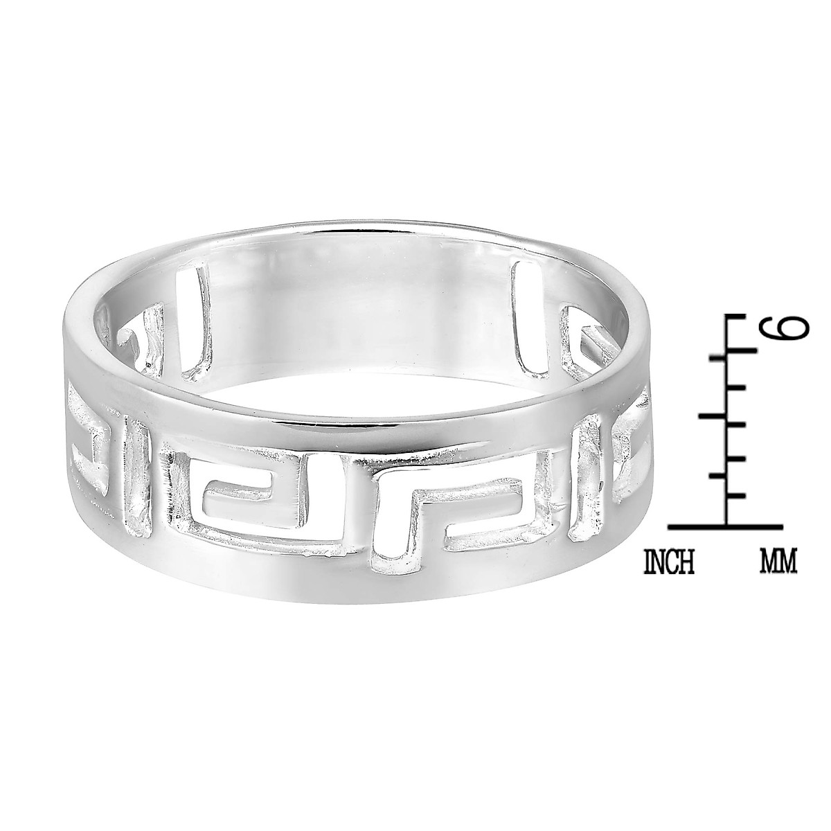 AeraVida Meander Greek Key Style Band .925 Sterling Silver Ring | Unisex Cool Greek Pattern Casual Silver Ring | Anniversary Jewelry Gift for All Occasion | Size (6)