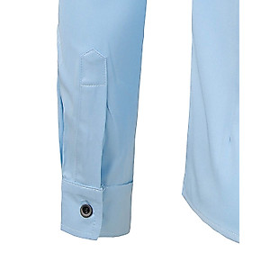 ZEROYAA Mens Hipster Embroidery Slim Fit Long Sleeve Casual Mandarin Collar Dress Shirts Z53 Light Blue Large