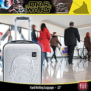 FUL Star Wars Storm Trooper Carry-On Rolling Suitcase, Hardside Travel Luggage with Spinner Wheels, 21 Inches, White
