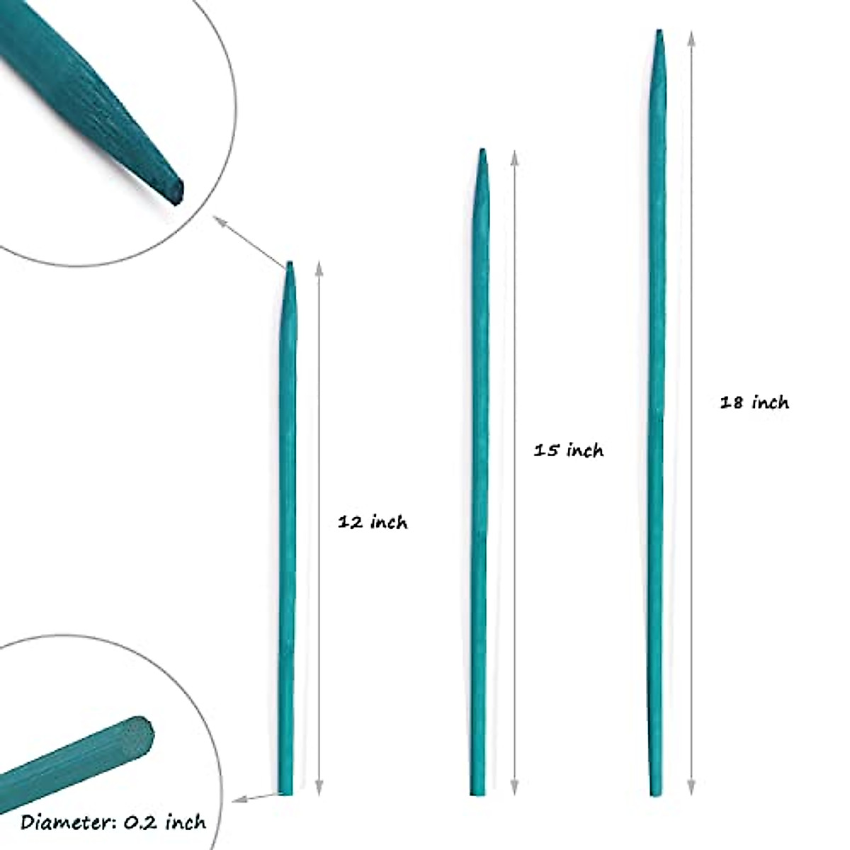 Garden Wood Plant Stakes Green Bamboo Sticks,HAINANSTRY Sturdy Floral Plant Support Stakes Wooden,Wooden Sign Posting Garden Sticks(25 Pack 15 Inches)