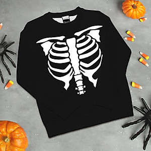 Remimi Skeleton Sweater Halloween Crewneck Spooky Top Cozy Warm Sweatshirt Black 13-14 Years