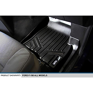 MAXLINER Custom Fit Floor Mats 2 Row Liner Set Black Compatible with 2011-2014 Ford F-150 SuperCab Non Flow Center Console