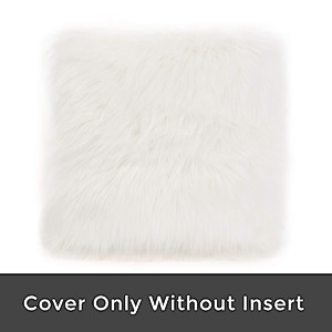 HYSEAS Set of 2 Decorative Faux Fur Throw Pillow Covers, White Fluffy Soft Fuzzy Square Cushion Cover Pillow Case for Sofa, Couch, Chair, Bed, Cafe, 18 x 18 Inches