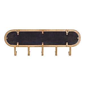 Kate and Laurel Tioga Boho Rattan Wall Mounted Coat Rack, 20 x 3 x 8, Natural Wood, Five Decorative Coat Hooks and Hat Rack with Trendy Rattan Wrapped Capsule Base for Boho Wall Decor