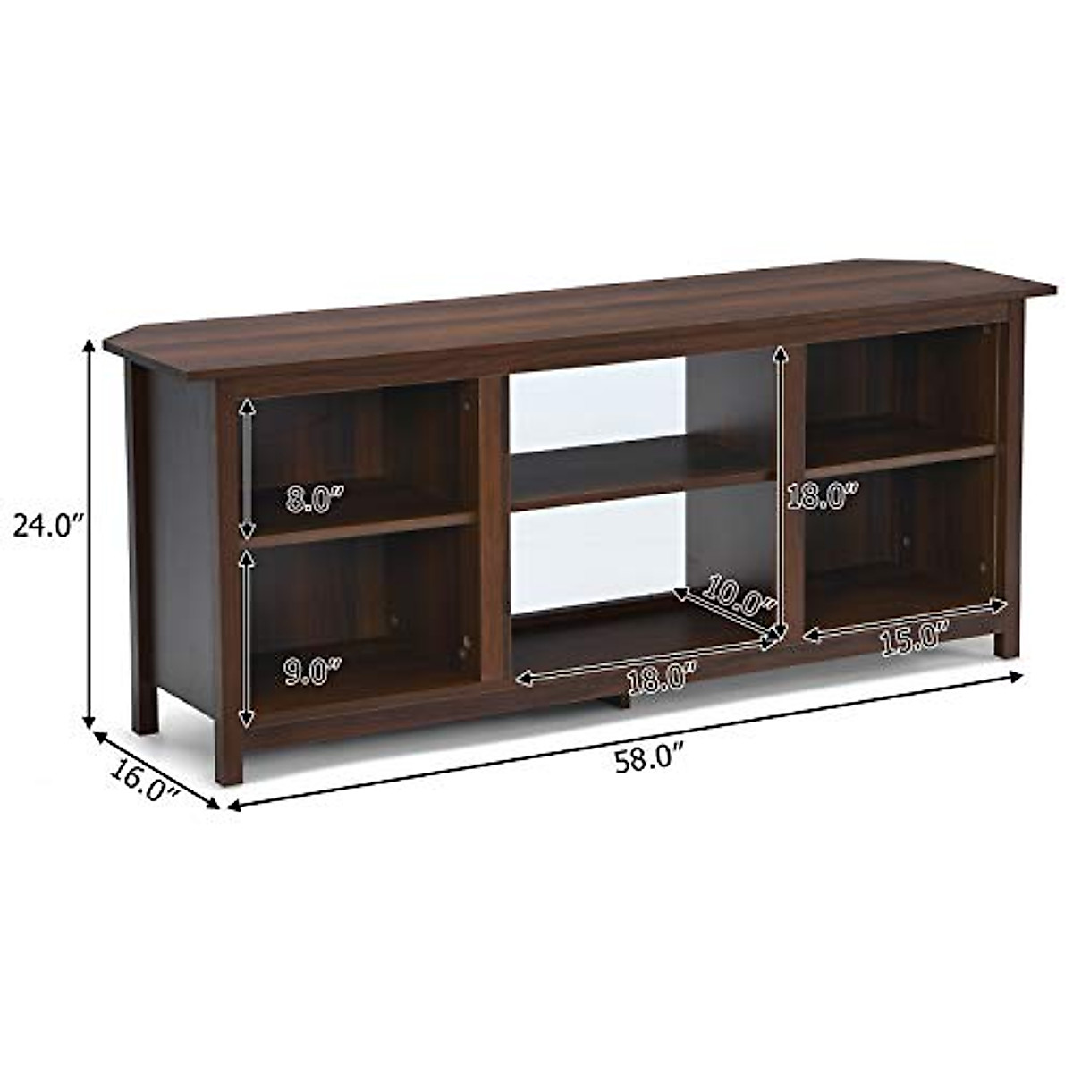 Tangkula Farmhouse Universal TV Stand for TV's up to 65" Flat Screen, Home Living Room Entertainment Center w/4 Open Shelves, TV Console Table for 18 Inch Electric Fireplace (Not Included), Coffee