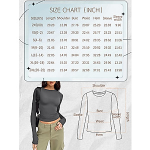 Trendy Queen Womens Long Sleeve Shirts Basic Tees Crop Tops Going Out Spring 2025 Workout Outfits Y2k Clothes Black S