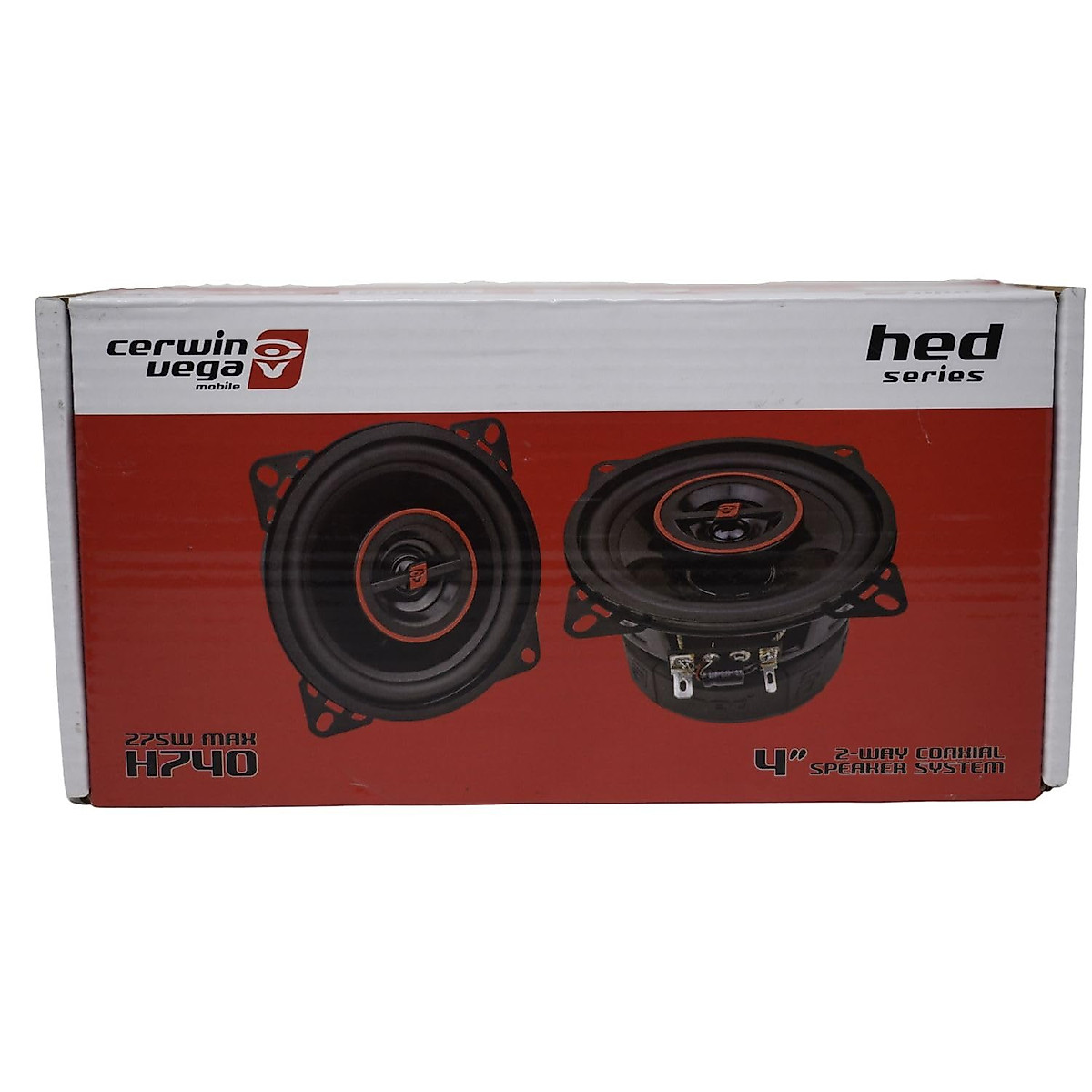 CERWIN-VEGA! HED Series 4" 2-Way Coaxial Speakers, 4Ω Impedance, 30W RMS, High-Performance Car Audio System, Durable Stamped Steel Frame, Graphite Cone, PEI Tweeter for Superior Sound H740