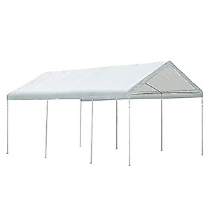 Car Canopy 12x20 Large Steel-Framed Carport and with Waterproof 50+ UPF Commercial Grade Cover and Enclosure Kit with Zippered Door