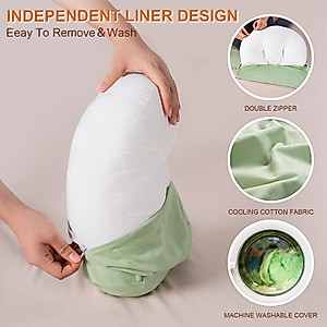 AngQi Pregnancy Pillows for sleeping, Side Sleeper Pregnancy Wedge Pillows, Double Wedge for Body, Belly, Back Support, Maternity Pillow with Removable and Adjustable Cover(Pale Green)