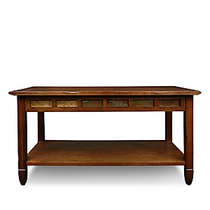 Leick Home 10058 Slate Tile Coffee Table with Shelf, 20 in x 38 in x 20.5 in, Rustic Oak