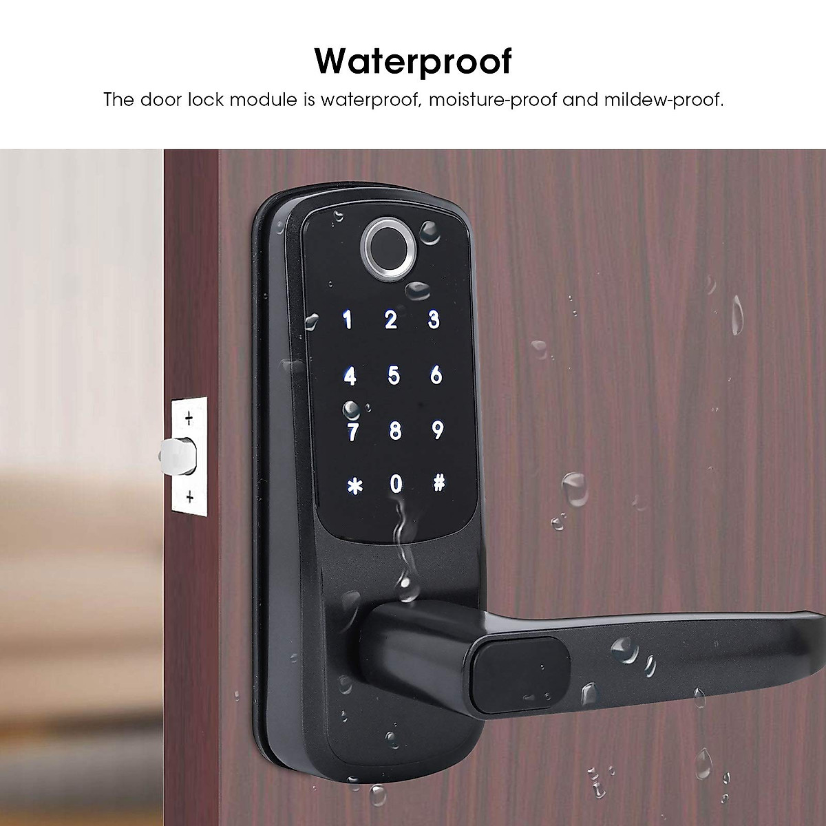 Biometric Fingerprint Door Lock, Fingerprint Password Lock, Remote Control Doorlock, Intelligent Electronic Lock with Virtual Password Design/Mechanical Key/Anti-Peeping, for Alexa Voice Control