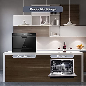 COSTWAY Countertop Dishwasher, 6 Place Settings Built-in Dishwasher with 72 H Preserve, Air Dry Function, LED Touch Control and 5 Washing Programs, Dish Washer for Small Apartments, Dorms, Boats, RVs