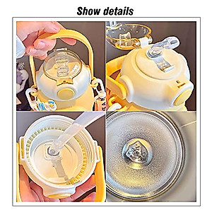 MLAFE Kawaii Insulation Cup Cute Stainless Steel Hot and Cold Insulation Cup 700ML Cartoon Kettle with Straw (Grape Purple)