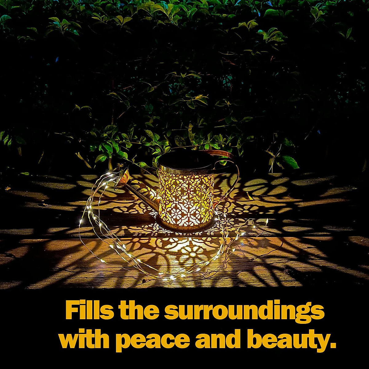 HCVINRK Solar Lights Outdoor Garden, Solar Watering Can Lights Outdoor Decorative, Metal Solar Lantern Outdoor Waterproof with Installed Light String and Shepherd Hook