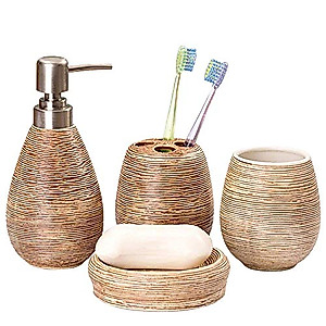 LUANT Ceramics Soap Dish, Soap Dispenser, Tumbler Bathroom Accessory 4 Piece Set