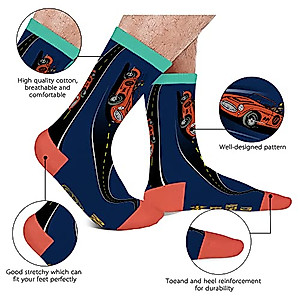 Funny Racing Socks for Men Teen Boys - I’d Rather Be Racing Socks Fun Novelty Cool Crazy Funky Crew Race Socks - Valentines Day Racing Gifts for Speed Racer Lovers Christmas Stocking Stuffers