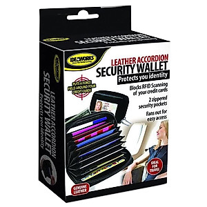 Leather Accordion Security Wallet, Black