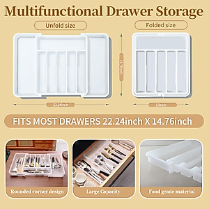 Stuozae Silverware Drawer Organizer, Expandable Utensil Tray for Kitchen, BPA Free Flatware and, pandable Utensil Tray for Kitchen Adjustable utensil drawer,With Expandable dividers