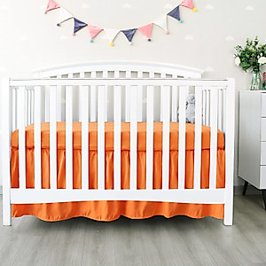 Crib Bed Skirt with Adjustable Straps Easy On/Off Pleated Dust Ruffled Fit Standard Crib and Toddler Bed Skirt Machine Washable up to 14" Drop No-Fading