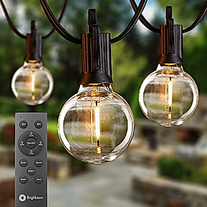 Brightown Led String Lights Outdoor 38Ft(28+10) with Remote, Patio String Lights for Outside with 17 Shatterproof Bulbs(2 Spare), Waterproof Hanging Lights for Backyard Bistro Party Cafe, E12 Socket
