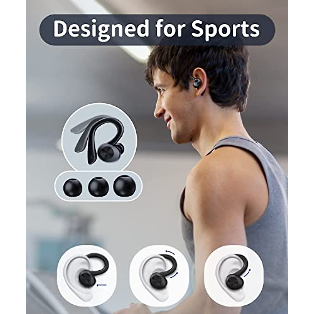 EUQQ Wireless Earbuds Bluetooth 5.3 Headphones for Sports 42Hrs Playtime HiFi Stereo Earphones Noise Cancelling Bluetooth Wireless Ear Buds with Mic for Running audifonos Bluetooth inalambricos