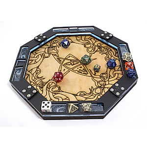C4Labs Dice Tray-10 Octagon-Wood with Laser Etched Eldritch Cthulhu Lovecraft