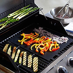 AmazonCommercial BBQ Non-Stick Grill Mats, Reusable, Easy to Clean, 15.75 X 13-Inches, Black, 2-Pack