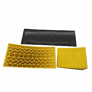 Lirinsegie 2 Pack Camper Levelers Kit RV Leveling Blocks Ramps Accessory Compatible with Travel Trailer Touring Car Caravan Camper Wheel Chocks Up to 35000 LBS (Yellow)