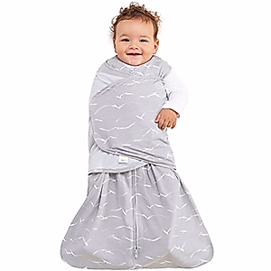 HALO 100% Cotton Sleepsack Swaddle, 3-Way Adjustable Wearable Blanket, TOG 1.5, Grey Birds, Small, 3-6 Months