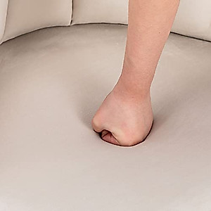 SSLine Elegant Velvet Desk Chair for Girls Women Modern Swivel Office Computer Chair with Black Base Wheels Upholstered Cute Vanity Chair Task Chair w/Tufted Back for Home Study Living Room(Beige)