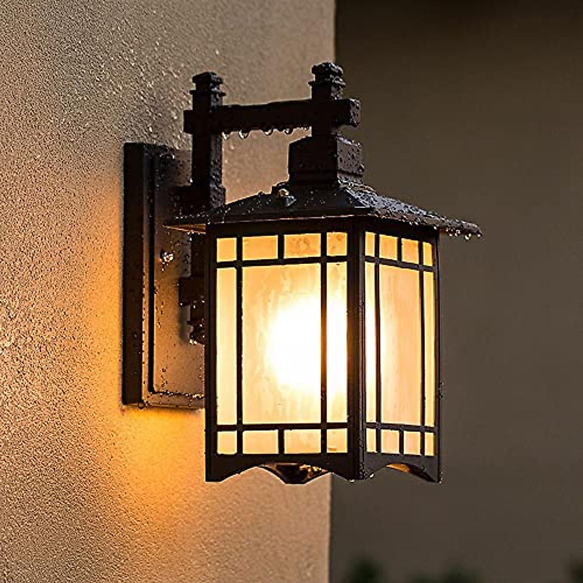 Wall Light, Wall Sconces, Black Square Outdoor Waterproof Wall Lantern Simple Die-cast Aluminum Lamp Body Wall Sconce Light Transmission Uniform Frosted Glass Lampshade Shop Shop Exterior Wall Lightin