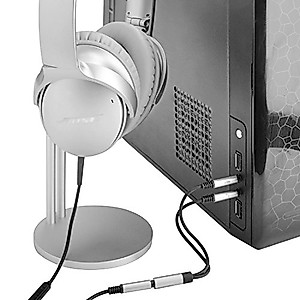 Geekria Nylon Braided Headset Y Splitter Adapter, Headphones Splitter Cable for PC Computer, Notebook and Old Version Laptop with Microphone and Audio Jack (2 x 3.5mm Male to 1 x 3.5mm Female)